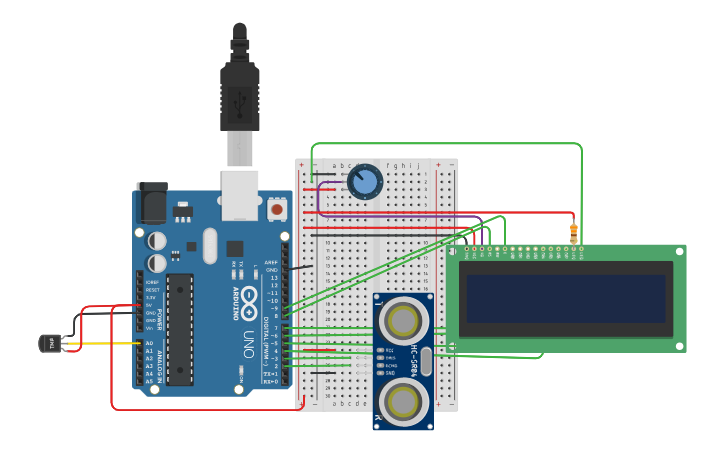Circuit design Sensores - Tinkercad