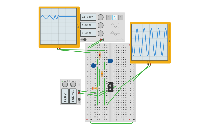 Circuit design 5. Band Pass Filter - Tinkercad