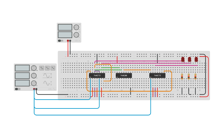 Circuit design MOD 5 Syn counter | Tinkercad