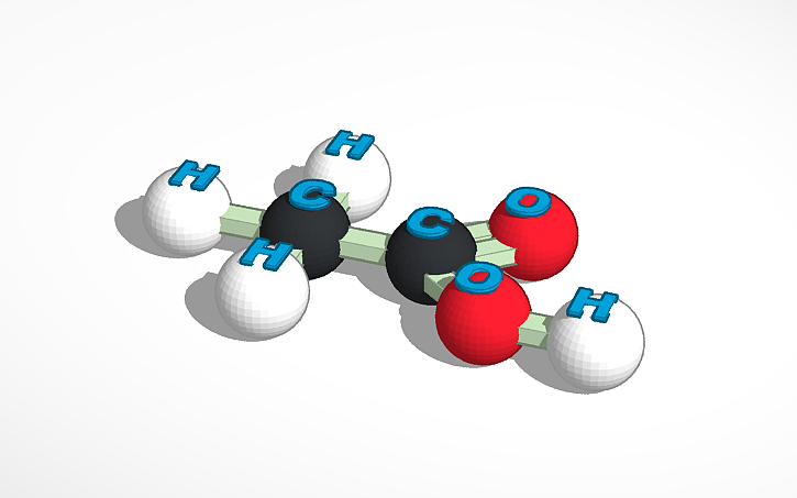 3D design Acetic Acid 3D Structure - Tinkercad