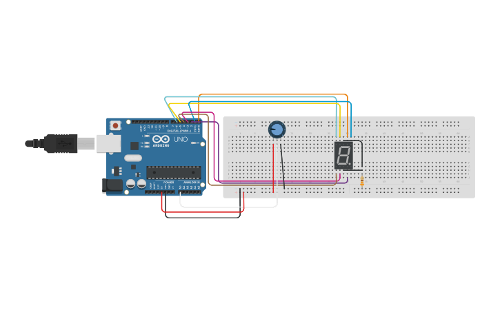 Circuit design 7 Segment Display - Tinkercad