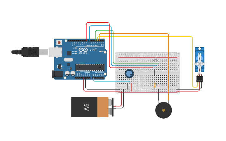 Circuit design Servomotor - Tinkercad