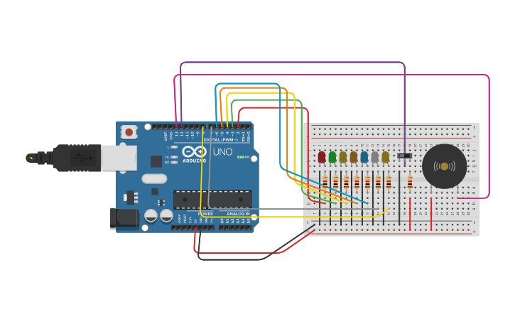 Circuit design Light and Song - Tinkercad