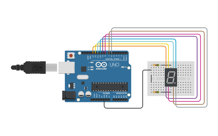Circuit design 7-SEGMENT DISPLAY - Tinkercad
