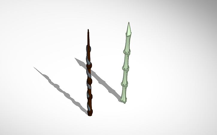 3D design Harry Potter’s wand and Voldemort’s bone wand. | Tinkercad