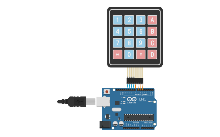 Circuit design Matrix Keypad - Tinkercad