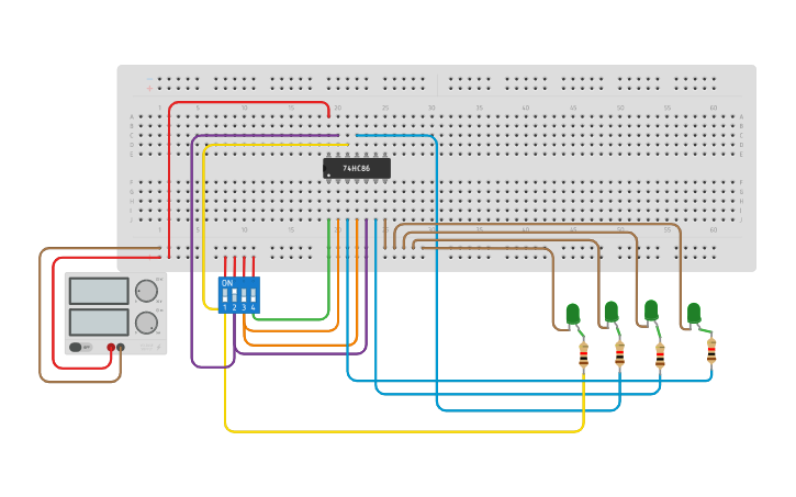 Circuit design Binary to Gray Code - Tinkercad
