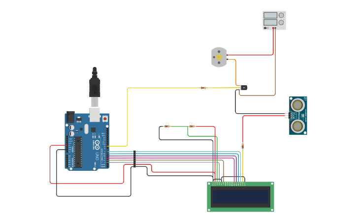 Circuit design Arduino 8. Ultrasonido, LCD S1 E8 Marin Garay KT | Tinkercad