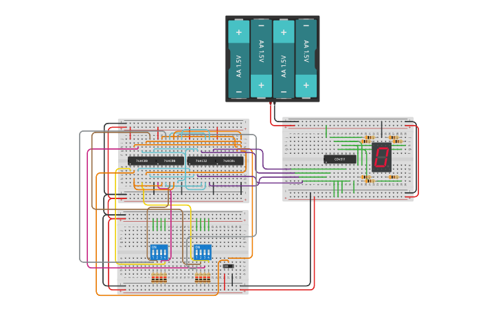Circuit design MUX de 4 bits | Tinkercad
