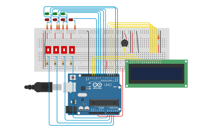 Circuit design Estacionamento 1 - Tinkercad