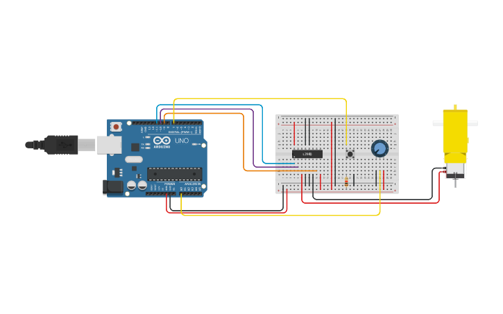 Circuit Design Dc Motor Potentiometer Push Button Tinkercad