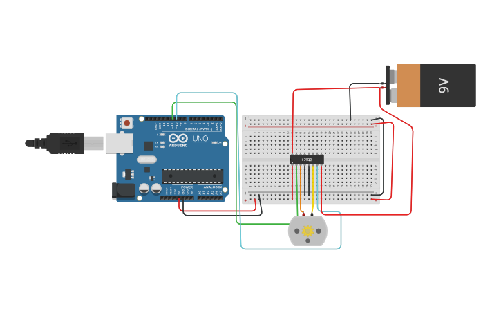 Circuit design DC motor interface ai and ds - Tinkercad