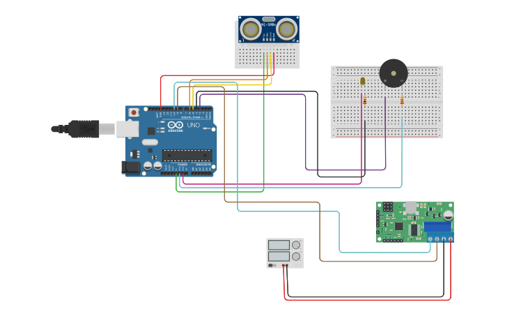 Circuit design Proyecto arduino basurero inteligente - Tinkercad