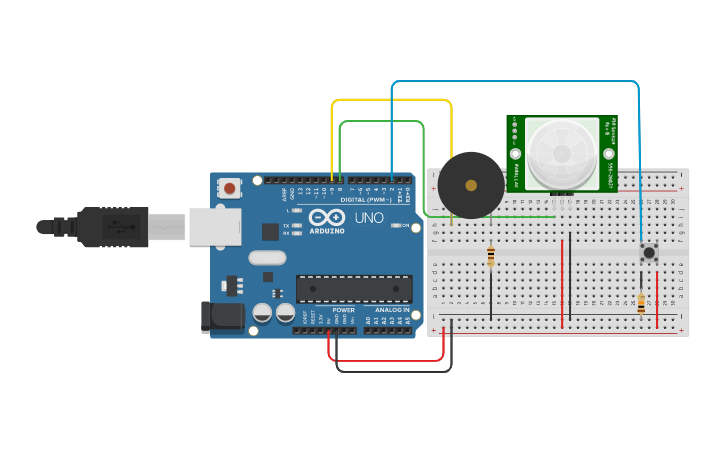 Circuit design Burglar Alarm System | Tinkercad