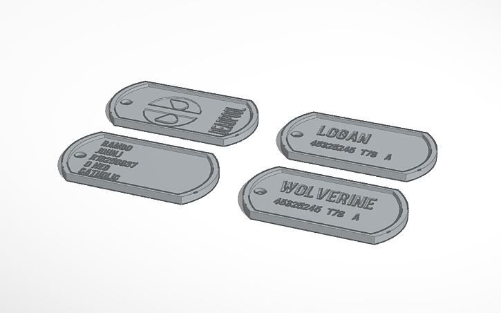 3D design Dog tags - Tinkercad