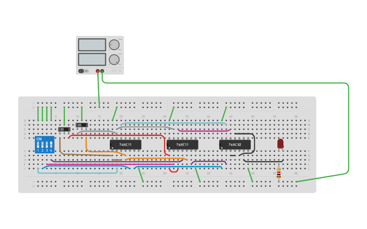 Circuit design 4x1 MUX - Tinkercad