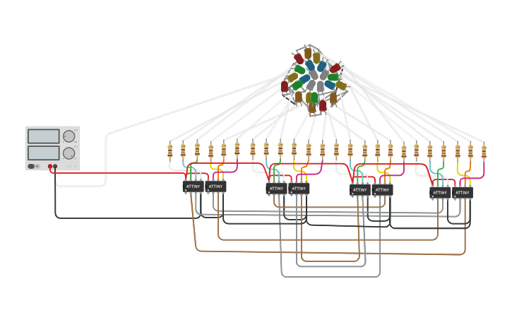 Circuit design fleur 8 Attiny v3 | Tinkercad
