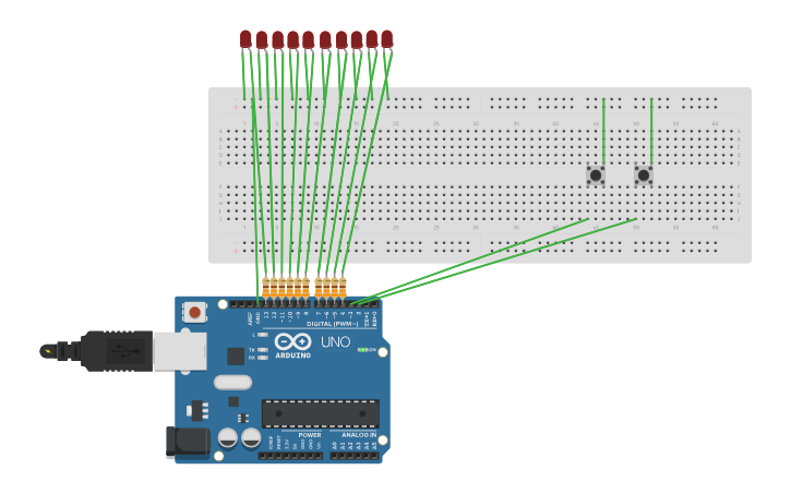 Circuit design 練習2_gpio控制LED與按鍵 - Tinkercad