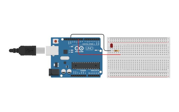 Circuit design SOS em Código Morse - Tinkercad