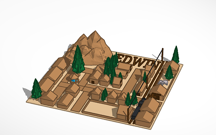 3D design Mini Town - Tinkercad