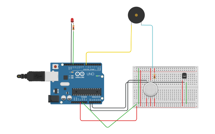 Circuit Design Fire And Smoke Sensor Tinkercad