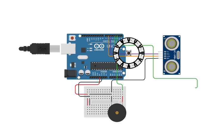 Circuit design social distance - Tinkercad