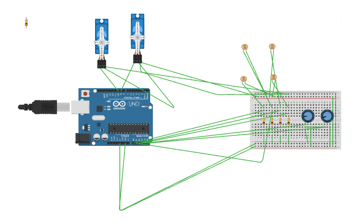 Circuit design Dual axis solar traker - Tinkercad