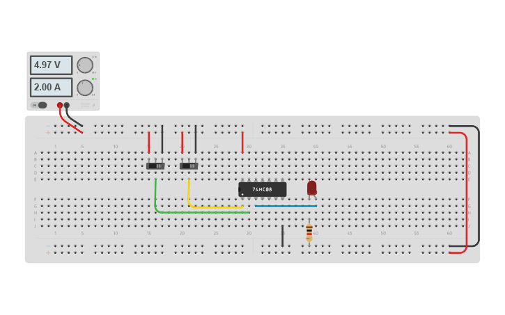 Circuit design Simulador LS7408 - Tinkercad