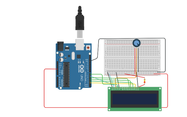 Circuit design Pantalla LED con potenciometro - Tinkercad Circuit design Pantalla LED con potenciometro - Tinkercad