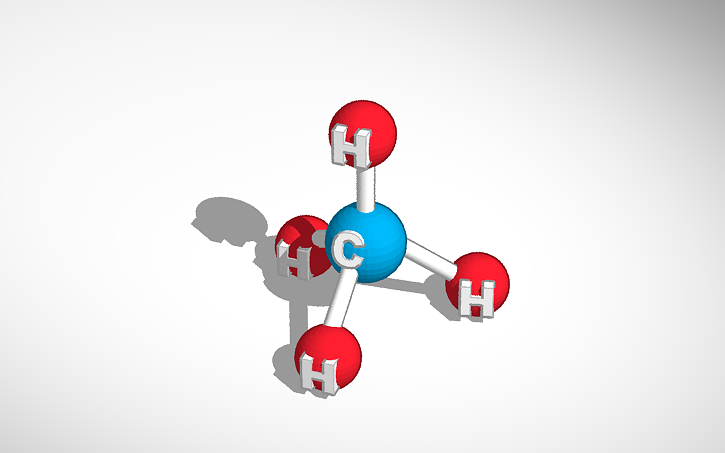 3D design Simple CH4 Molecule (Methane) - Tinkercad