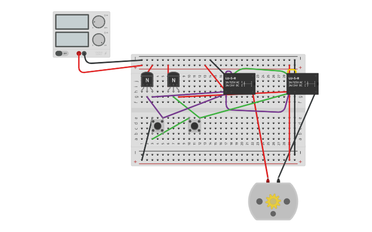 Circuit design Cambio de Direccion de un motor Dc.Examen - Tinkercad