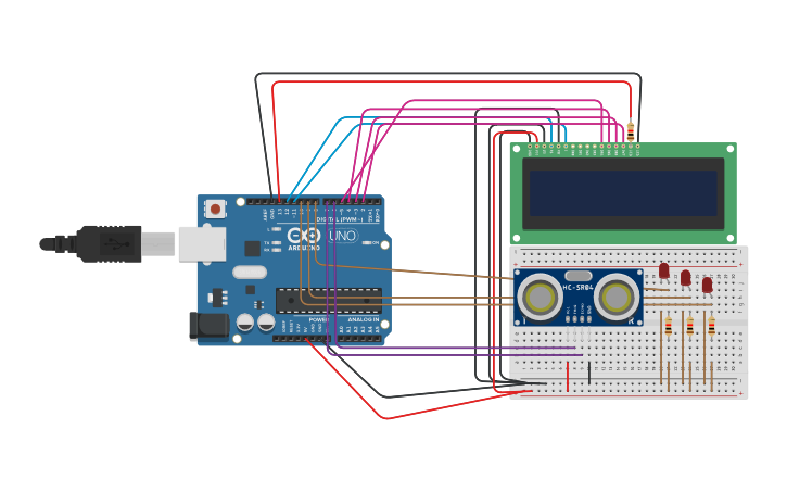 Circuit design Ultrasonic-arduino - Tinkercad