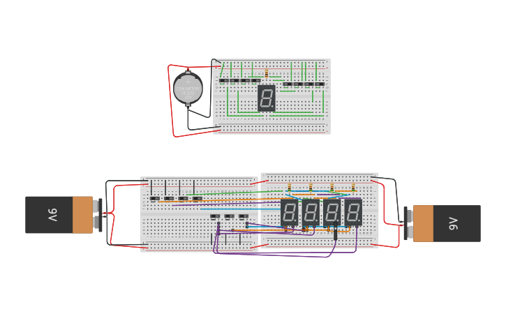 Circuit design 7 segment display with switches - Tinkercad