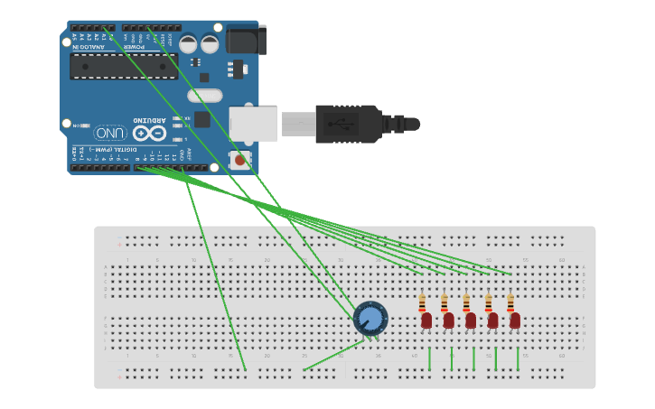Circuit design LED Volume Bar - Tinkercad