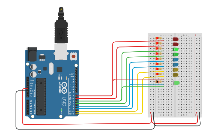 Circuit design Copy of light show - Tinkercad