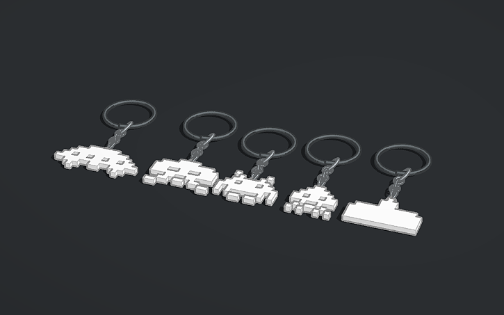3d Design Space Invaders Key Chain Tinkercad
