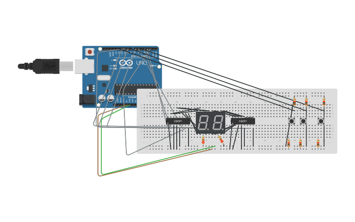 Circuit design Seven Segment Counter UP, DOWN, and ZERO | Tinkercad Circuit design Seven Segment Counter UP, DOWN, and ZERO | Tinkercad