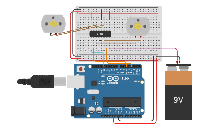 Circuit design l293d - Tinkercad