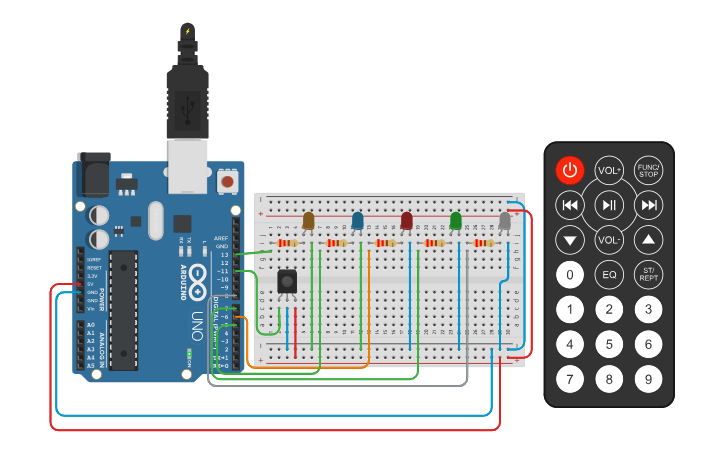 Circuit design Ejercicio 2, Sensor IR con control - Tinkercad