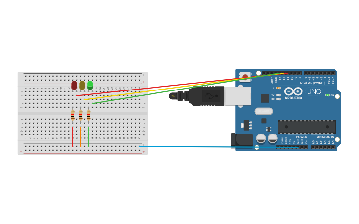 Circuit design Semaforo con Arduino - Tinkercad