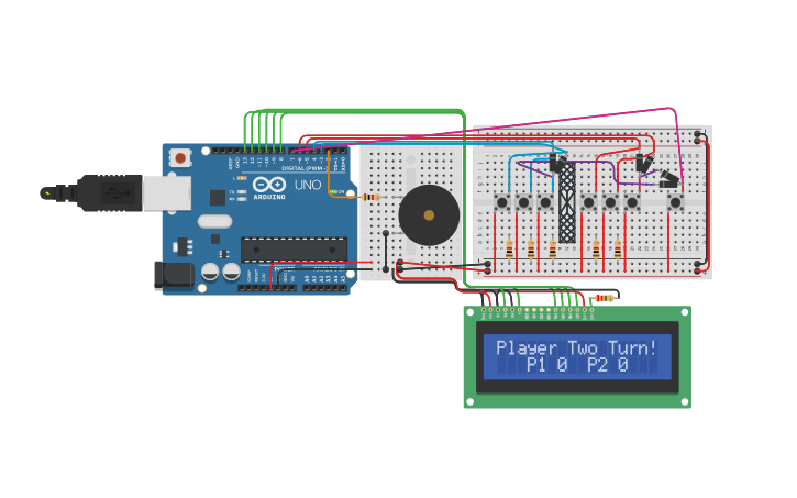 Circuit design Rock-Paper-Scissors Game - Tinkercad