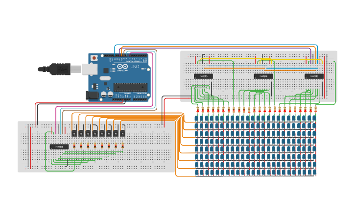 Circuit design 8x24 LED Matrix wave | Tinkercad