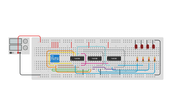 Circuit design Copy of 2 bit binary multiplication - Tinkercad