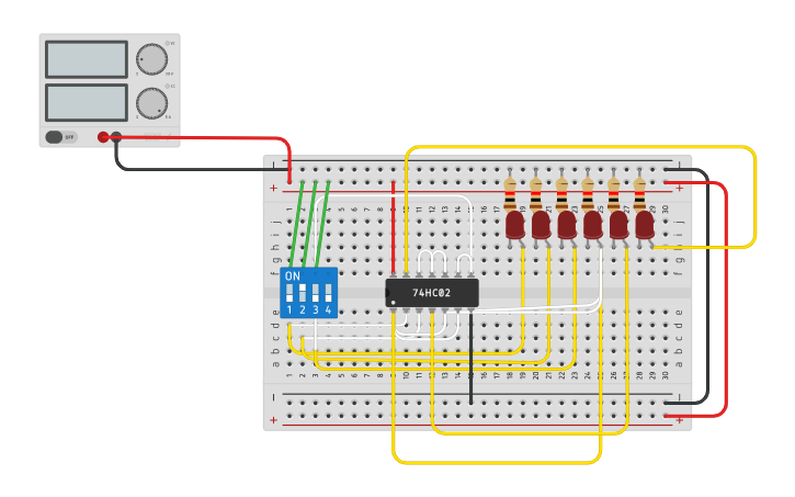 Circuit design NOR | Tinkercad