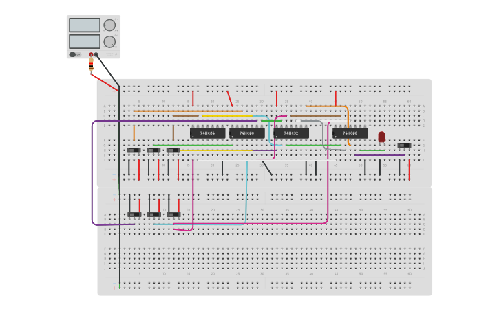 Circuit design 4x1 MUX - Tinkercad
