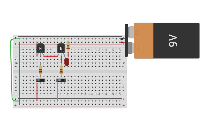 Circuit design Transistor in AND. - Tinkercad