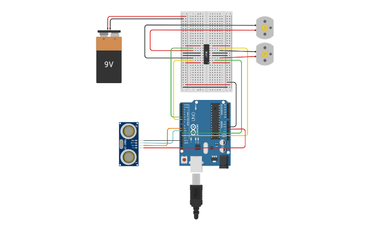 Circuit design Lakshay - Sumo Bot - Arduino Lab 3 - Final Code - Tinkercad