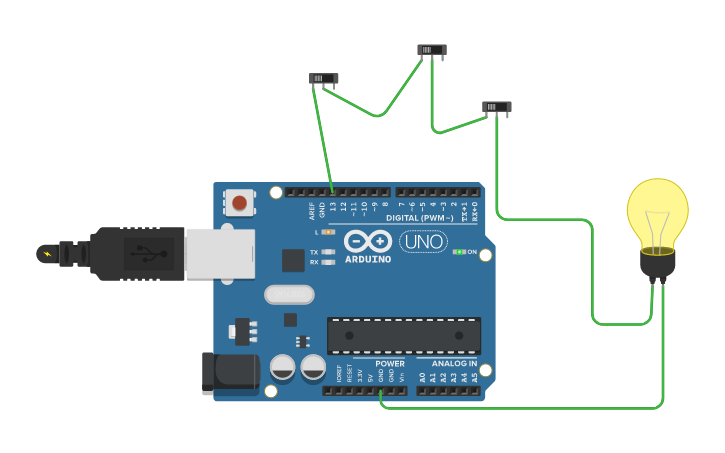 Circuit design compuerta and - Tinkercad