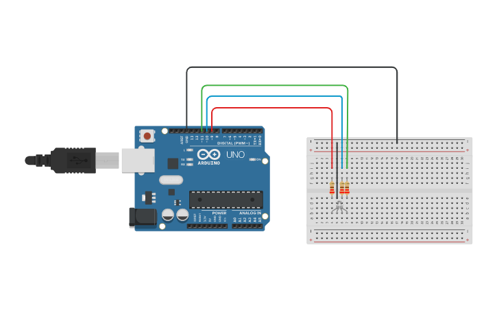 Circuit design Led RGB - Tinkercad