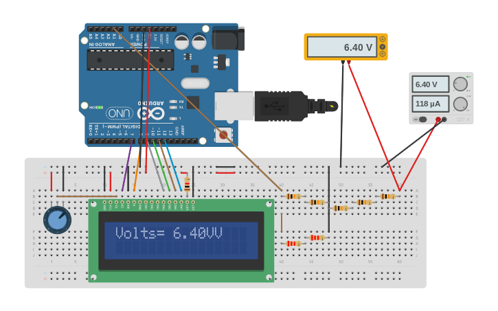 Circuit design Arduino capa volt | Tinkercad